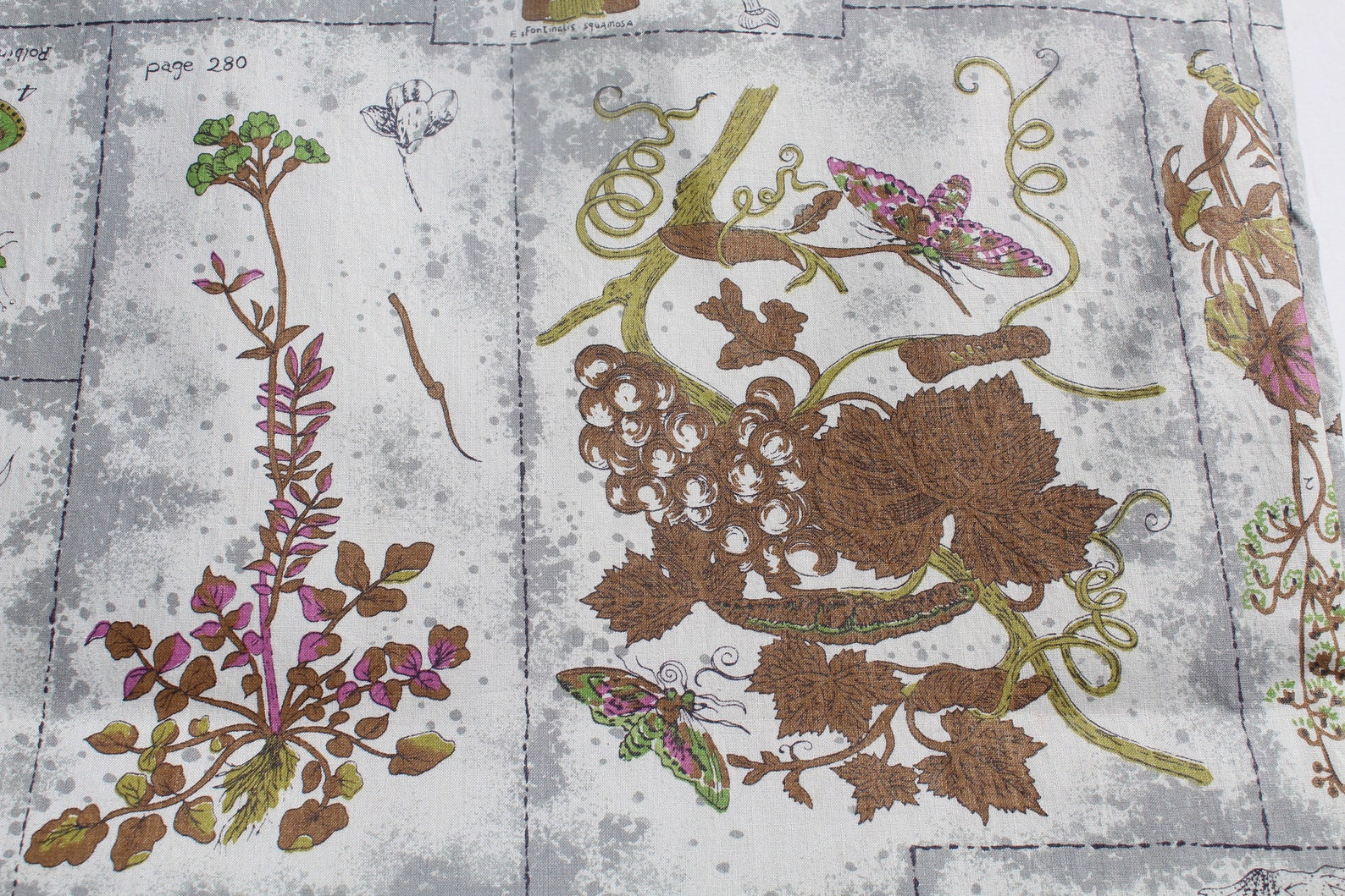 Botanical Flowers Butterfly Fabric by the Yard Herbs Pale - Etsy