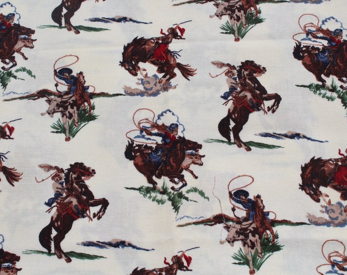 Round up Cowgirls & Rodeo Horses Cotton Fabric by Debbie Rogers for ...