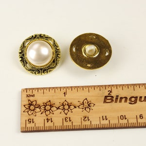 Large Faux Pearl Plastic Buttons With Ornate Gold Rim for Craft Sewing ...
