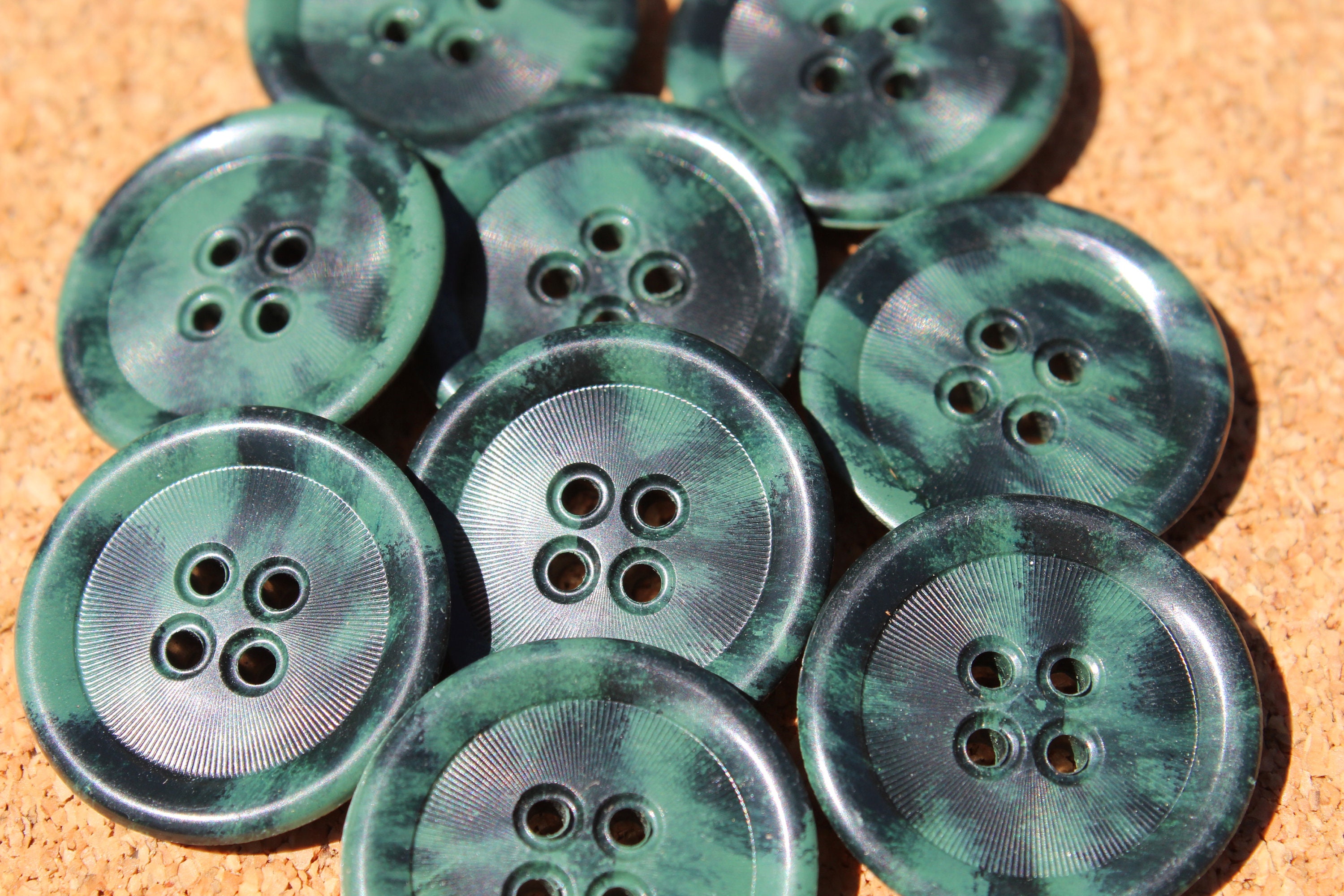 Large Green & Black Buttons Swirled With Texture Round | Etsy