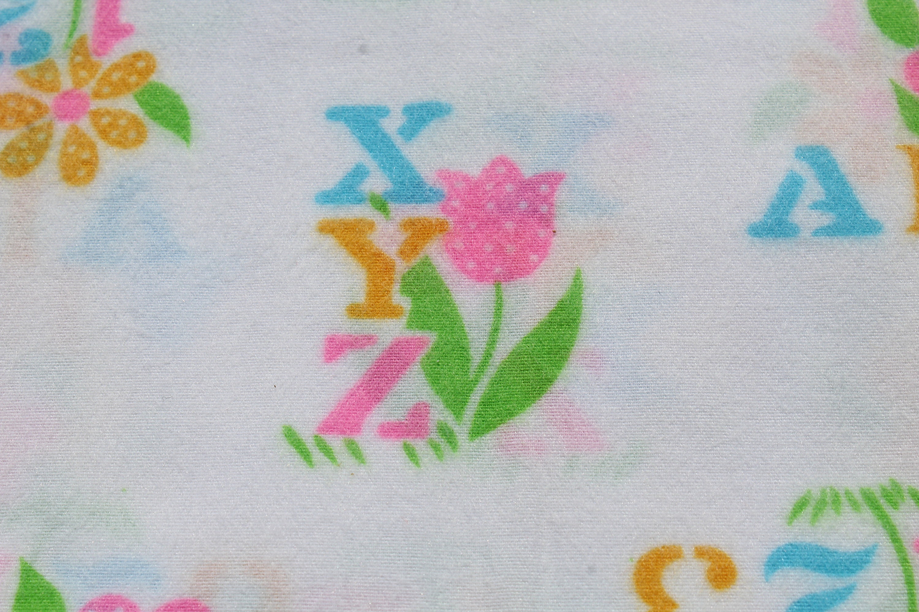 Alphabet & Number Cotton Flannel Fabric by the Yard on White | Etsy