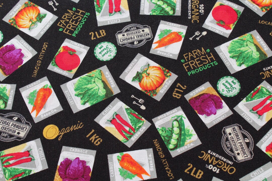 Gardening Seed Packet Cotton Fabric by the Yard, Farm to Table Food ...