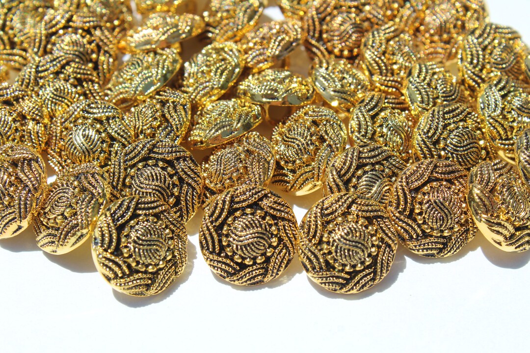 Vintage Gold & Black Ornate Flower Buttons: 144 Bulk Crafting Supplies ...