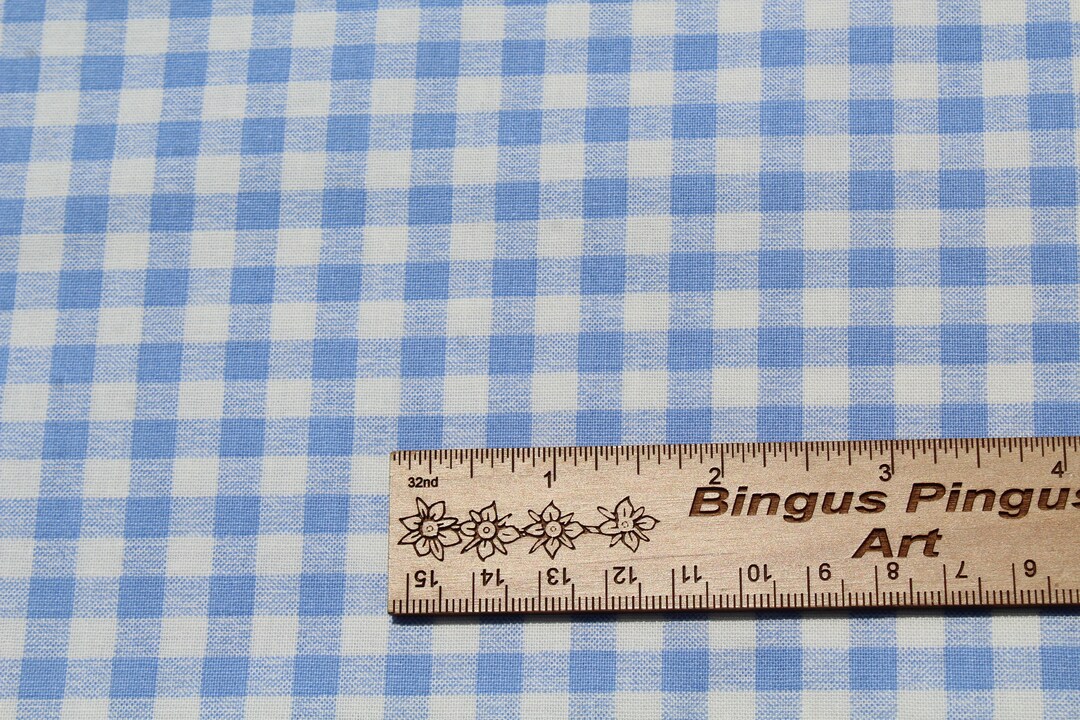 Light Blue Small Gingham White Check 100% Cotton Fabric by the Yard - Etsy