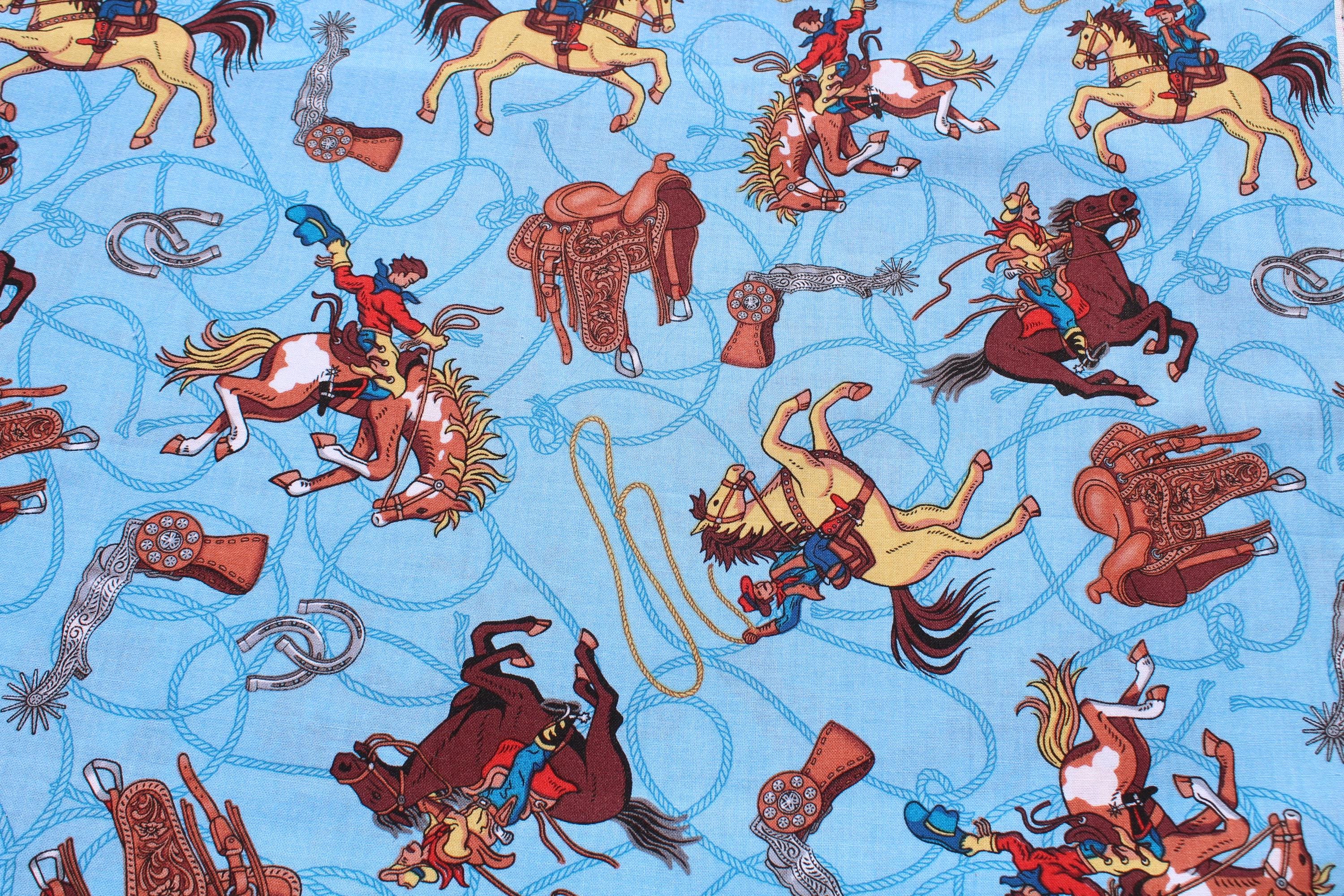 Western Cowboy Horse Rodeo Theme 100% Cotton Fabric by the Half Yard - Etsy