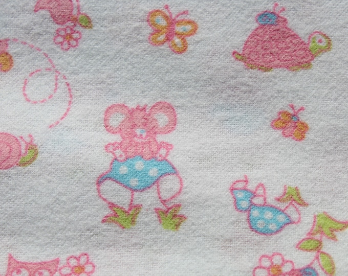 Baby Pink Mouse Cotton Flannel Fabric, Blue White Turtoise Butterfly ...
