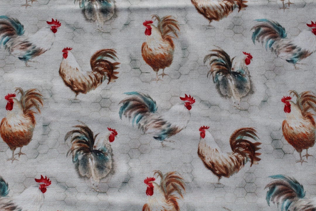 Rooster Print 100% Cotton Fabric for Sewing & Quilting - Etsy