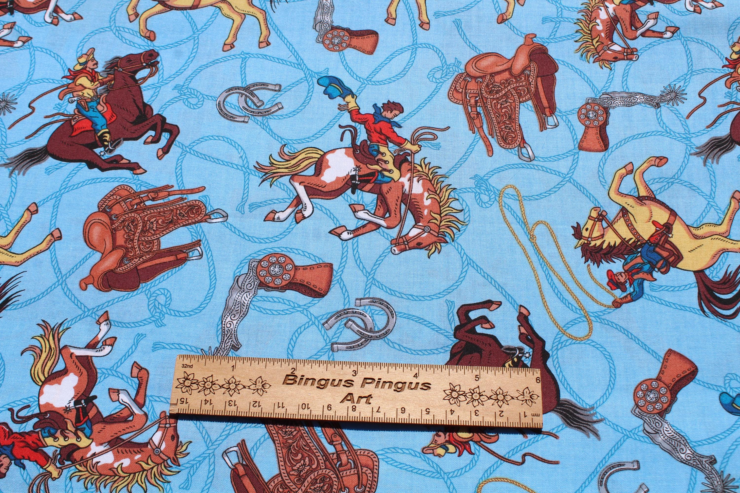 Western Cowboy Horse Rodeo Theme 100% Cotton Fabric by the Half Yard - Etsy