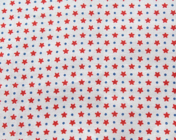 Small Print Stars & Dot in Red, Blue White Cotton Fabric - Fat Quarter ...