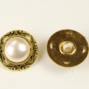 Large Faux Pearl Plastic Buttons With Ornate Gold Rim for Craft Sewing ...
