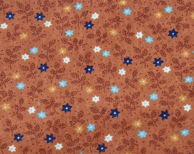 Tiny Blue Floral Print on Brown Cotton Fabric - Half Yard - Etsy