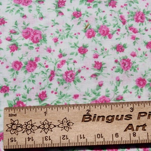 Pink Rose Floral Print Cotton Fabric: Quilting & Sewing Calico - Etsy
