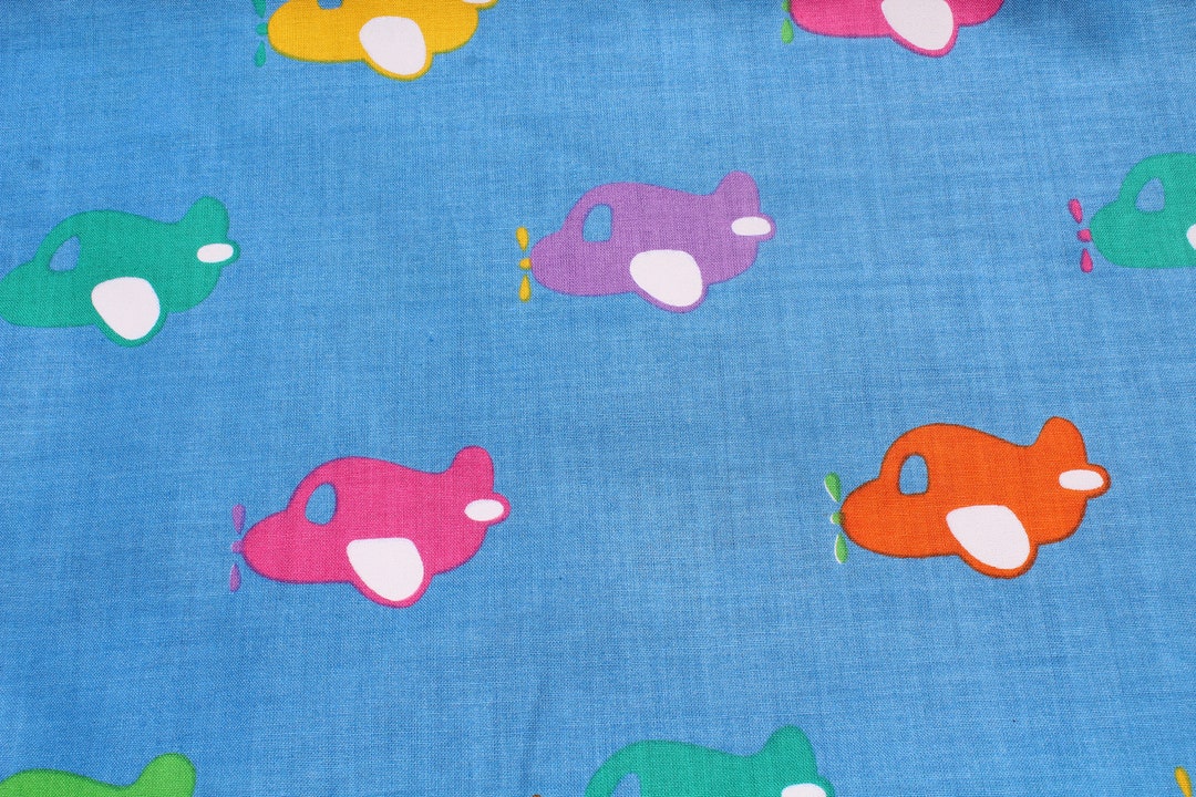 Kids Airplane Cotton Fabric by the Yard - Etsy