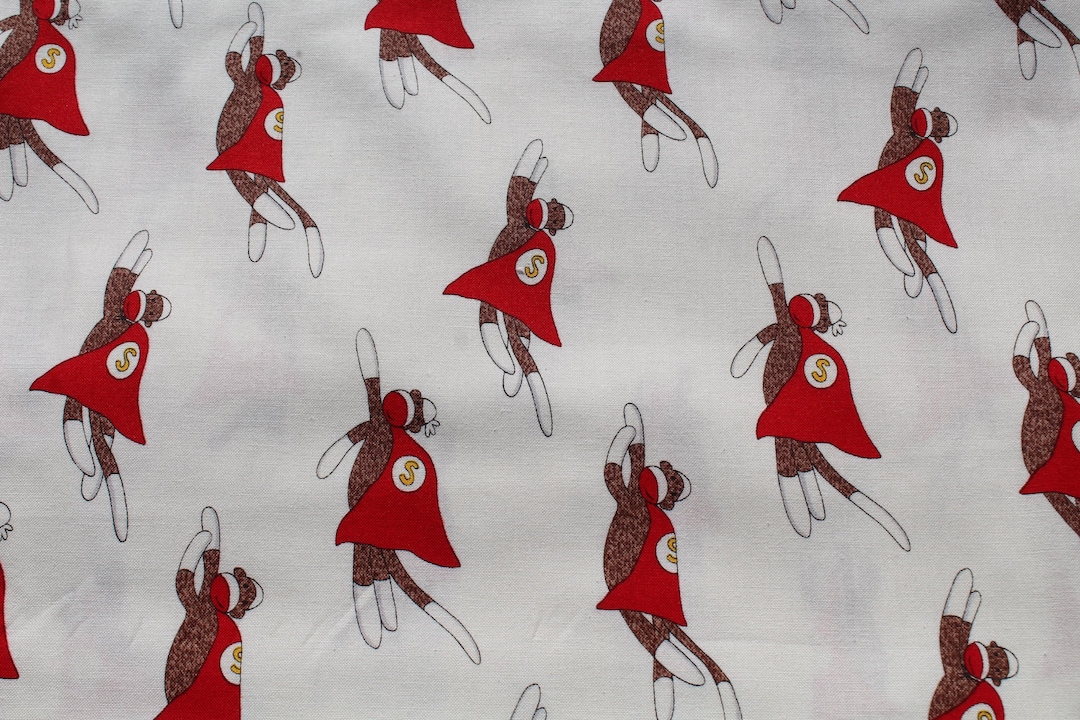 Moda Sockmonkey Super Hero 100% Cotton Fabric by the Yard - Monkey ...