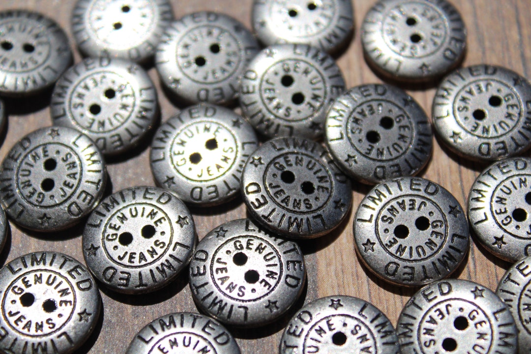 Vintage Metal Jeans Buttons: Industrial Style, 1/2 Inch, Crafting ...