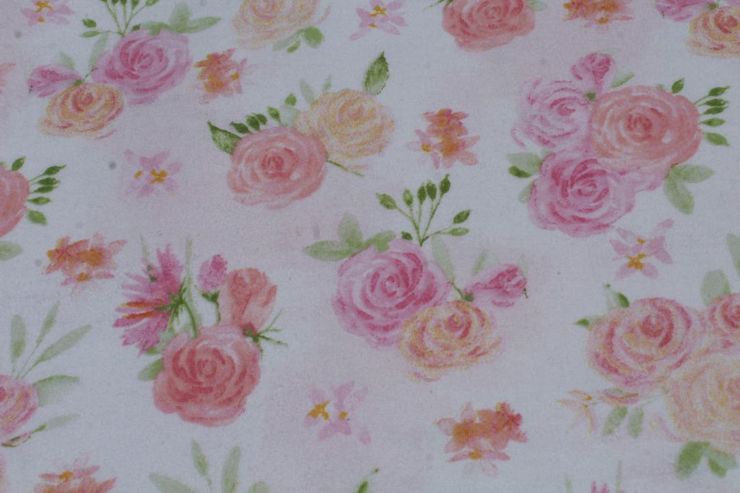 Pastel Pink & Peach Rose Bud Cotton Flannel by the Yard - Etsy