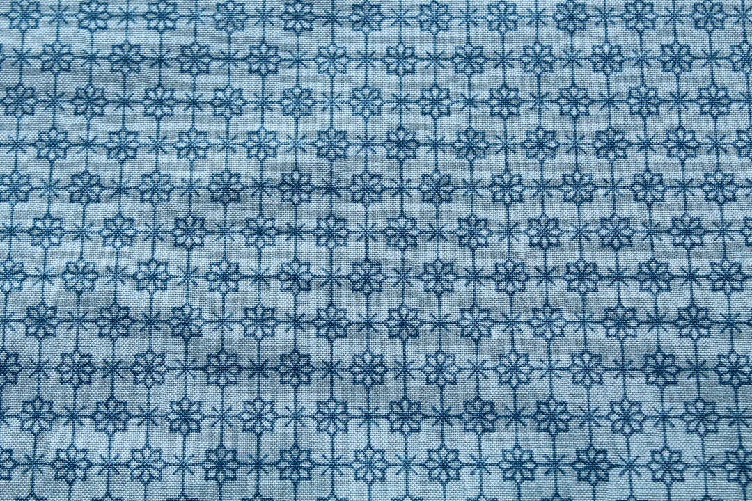 Blue Small Floral Print Fabric by the Half Yard, Laundry Basket Iron ...