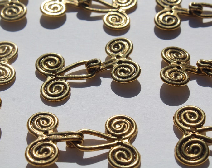 Faux Gold Metal Chinese Frog Closures, Lot of 10 Pairs, Braided Brass ...