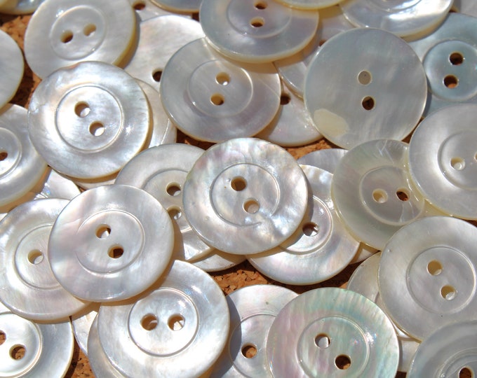 Mother of Pearl Crafting Button Lot, 3/4", NOS MOP Abalone Shell, Ivory ...