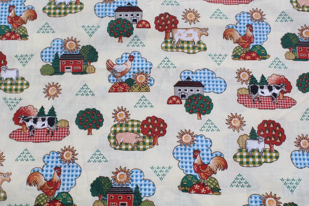 Farm House & Barnyard Animal Cotton Fabric by the Half Yard - Etsy