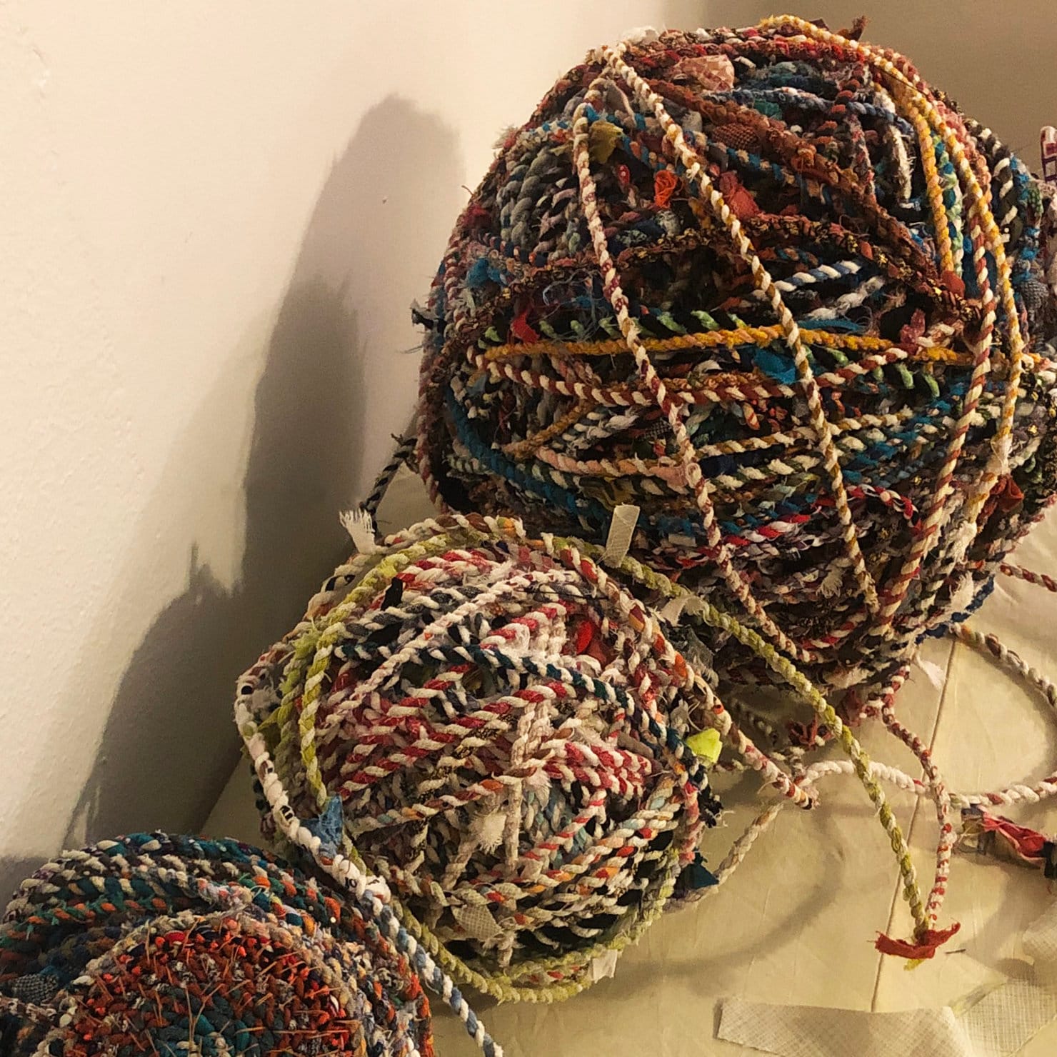 Upcycled Multi Color White Fabric Rag Rope by the Yard Scrap - Etsy