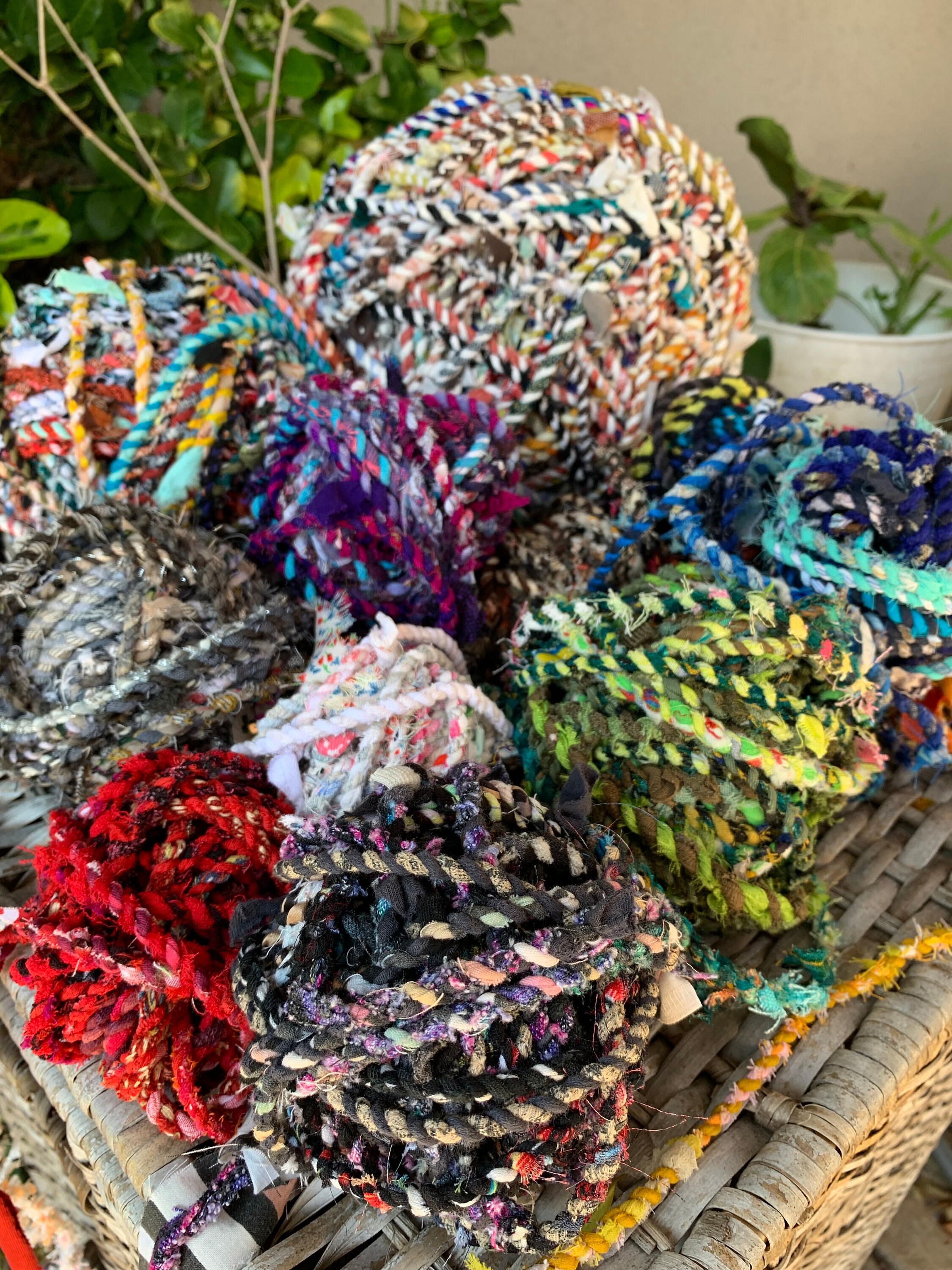 RED Upcycled Fabric Rag Rope by the Yard, Scrap Fabric Twine, Fabric ...