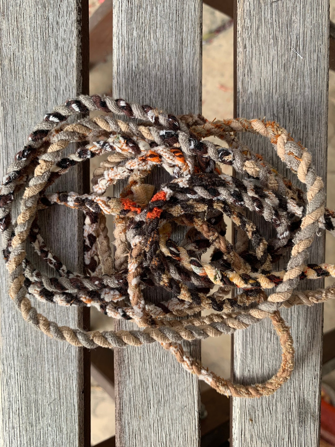 BROWN Upcycled Fabric Rag Rope, Scrap Fabric Twine, Fabric Cord ...