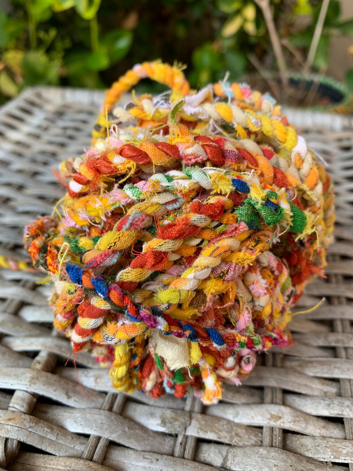 ORANGE Upcycled Fabric Rag Rope by the Yard, Scrap Fabric Twine, Fabric ...