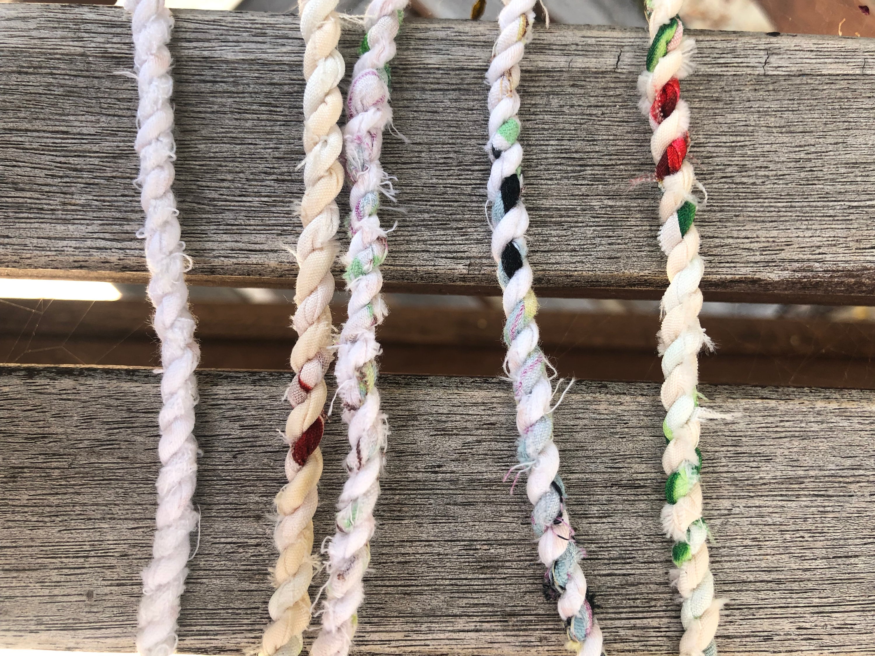 WHITE Upcycled Fabric Rag Rope, Scrap Fabric Twine, Fabric Cord ...