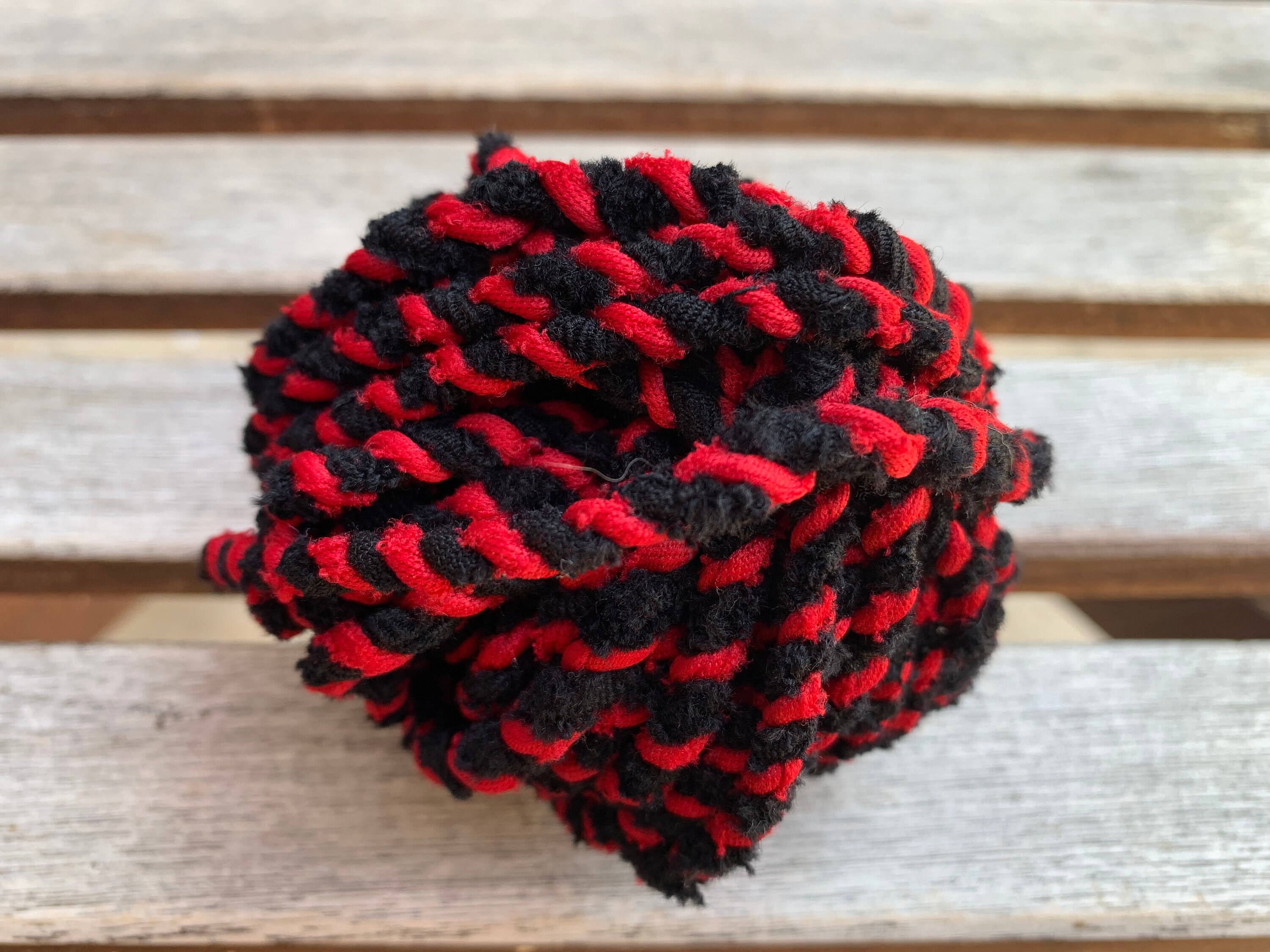 Black and Red Fabric Rag Rope, Upcycled Cord, Repurposed Fabric String ...