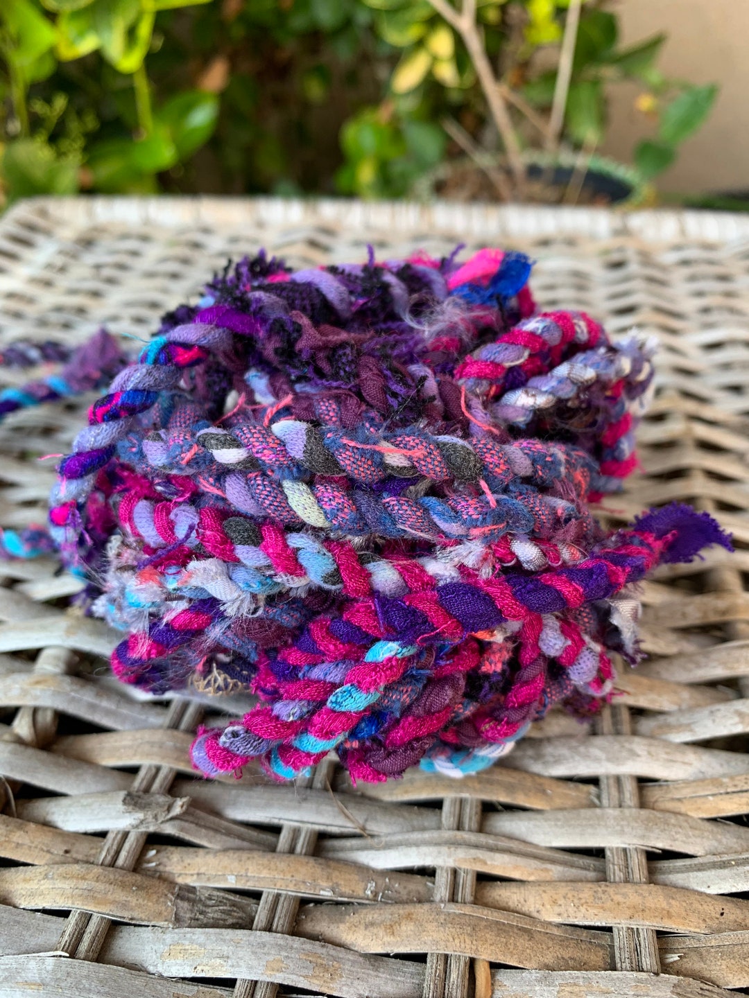 PURPLE Upcycled Fabric Rag Rope, Scrap Fabric Twine, Fabric Cord ...