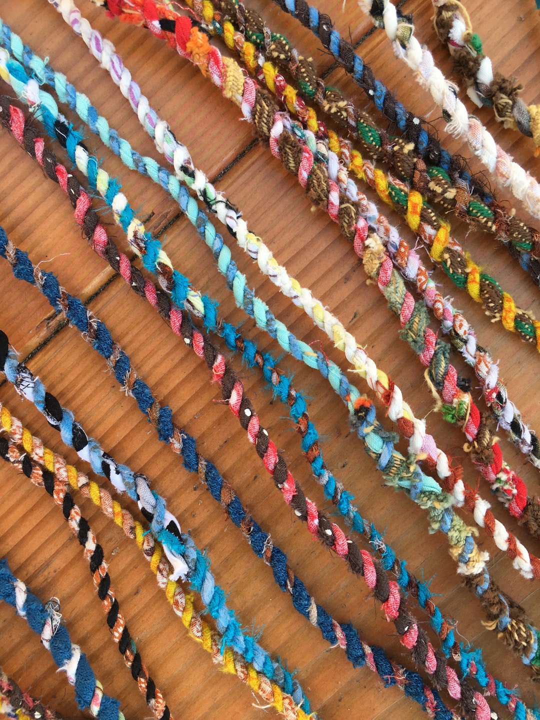 Upcycled Fabric Rag Rope by the Yard, Scrap Fabric Twine, Fabric Cord ...