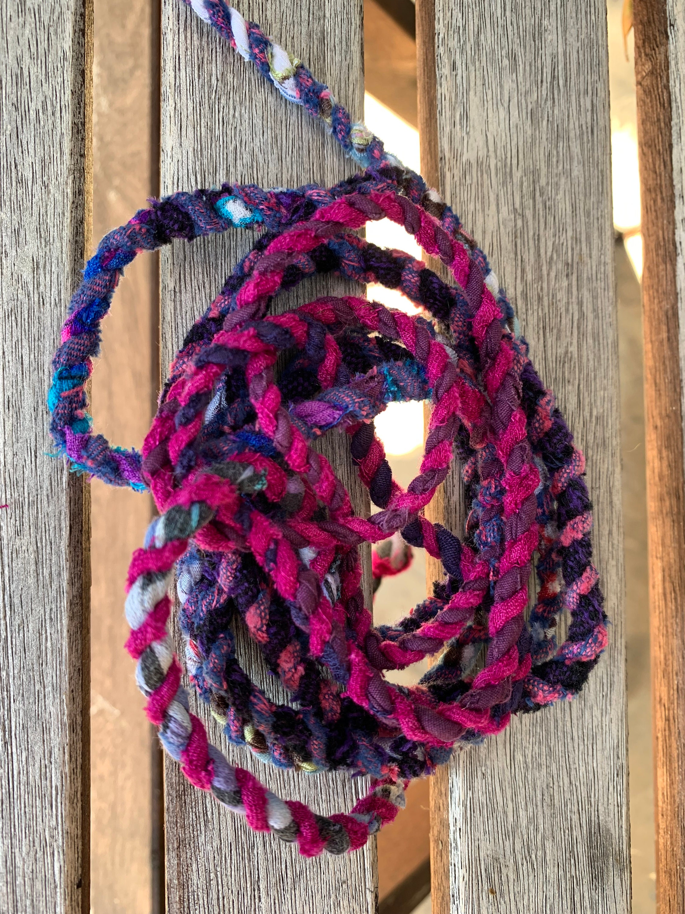 PURPLE Upcycled Fabric Rag Rope, Scrap Fabric Twine, Fabric Cord ...
