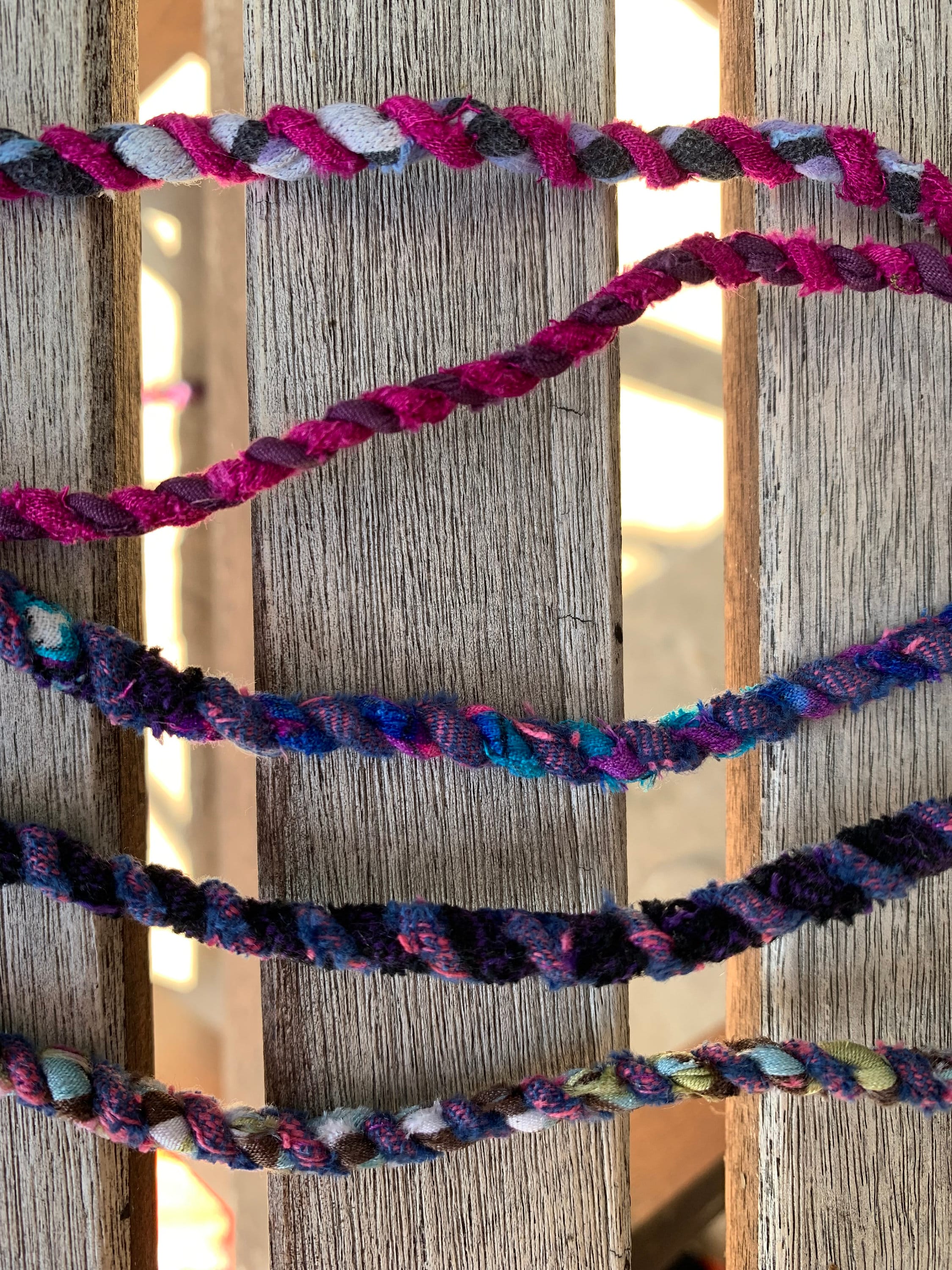 PURPLE Upcycled Fabric Rag Rope, Scrap Fabric Twine, Fabric Cord ...