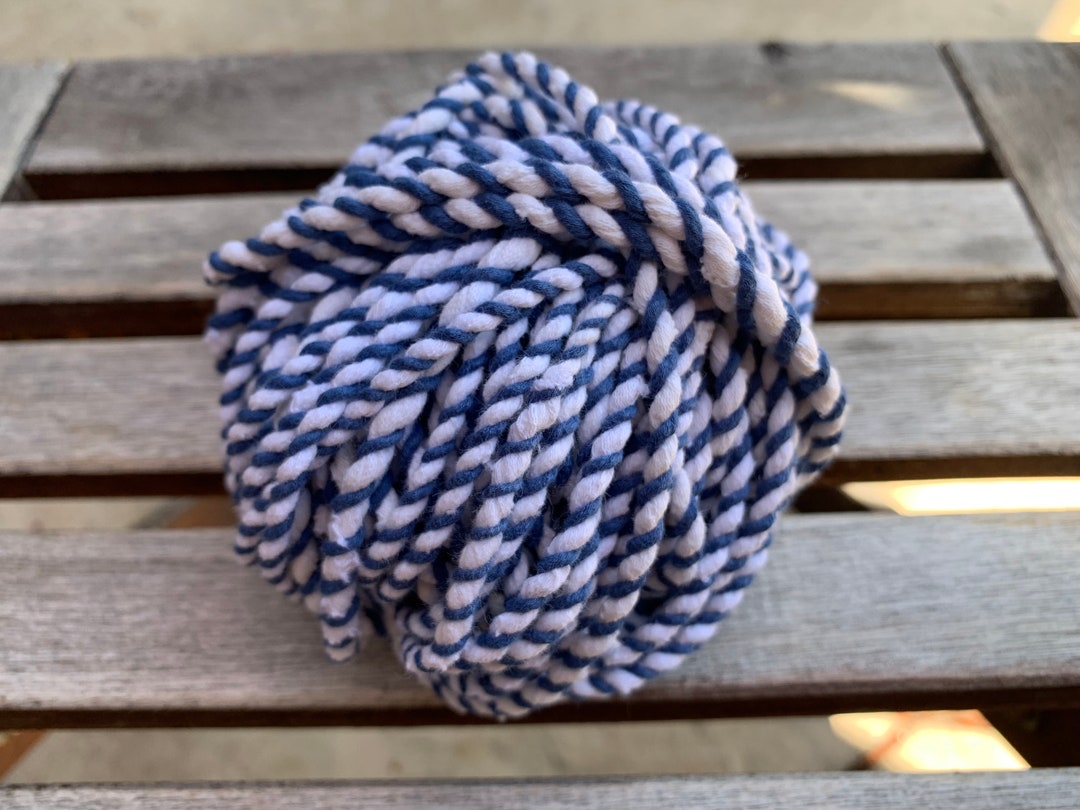 Blue and White Fabric Rag Rope, Upcycled Cord, Repurposed Fabric String ...