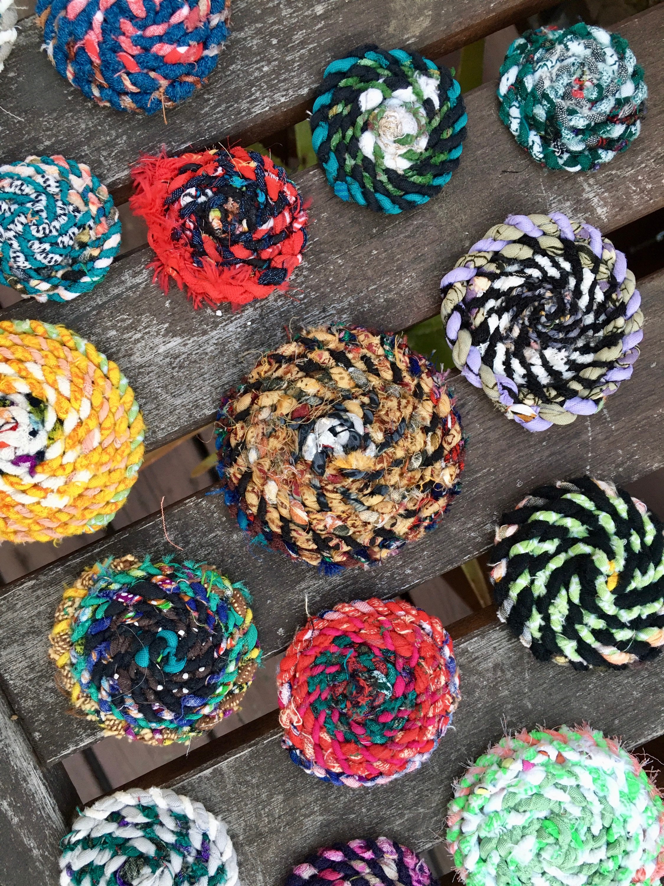 Mini Rag Rope Mandalas, Set of 3 - Good Luck Charms, Hand Twisted Art ...