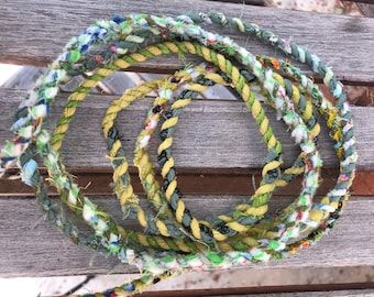 RED Upcycled Fabric Rag Rope by the Yard, Scrap Fabric Twine, Fabric ...