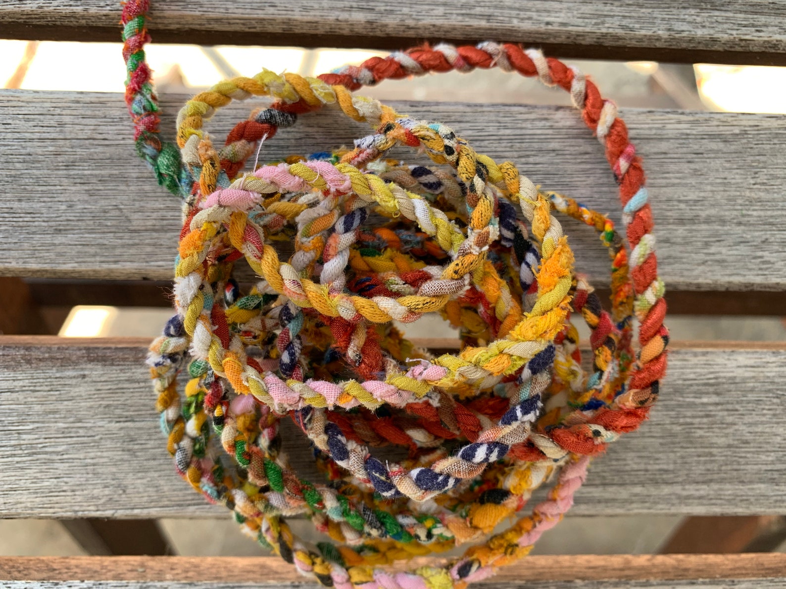 ORANGE Upcycled Fabric Rag Rope by the Yard, Scrap Fabric Twine, Fabric ...