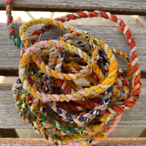 ORANGE Upcycled Fabric Rag Rope by the Yard, Scrap Fabric Twine, Fabric ...