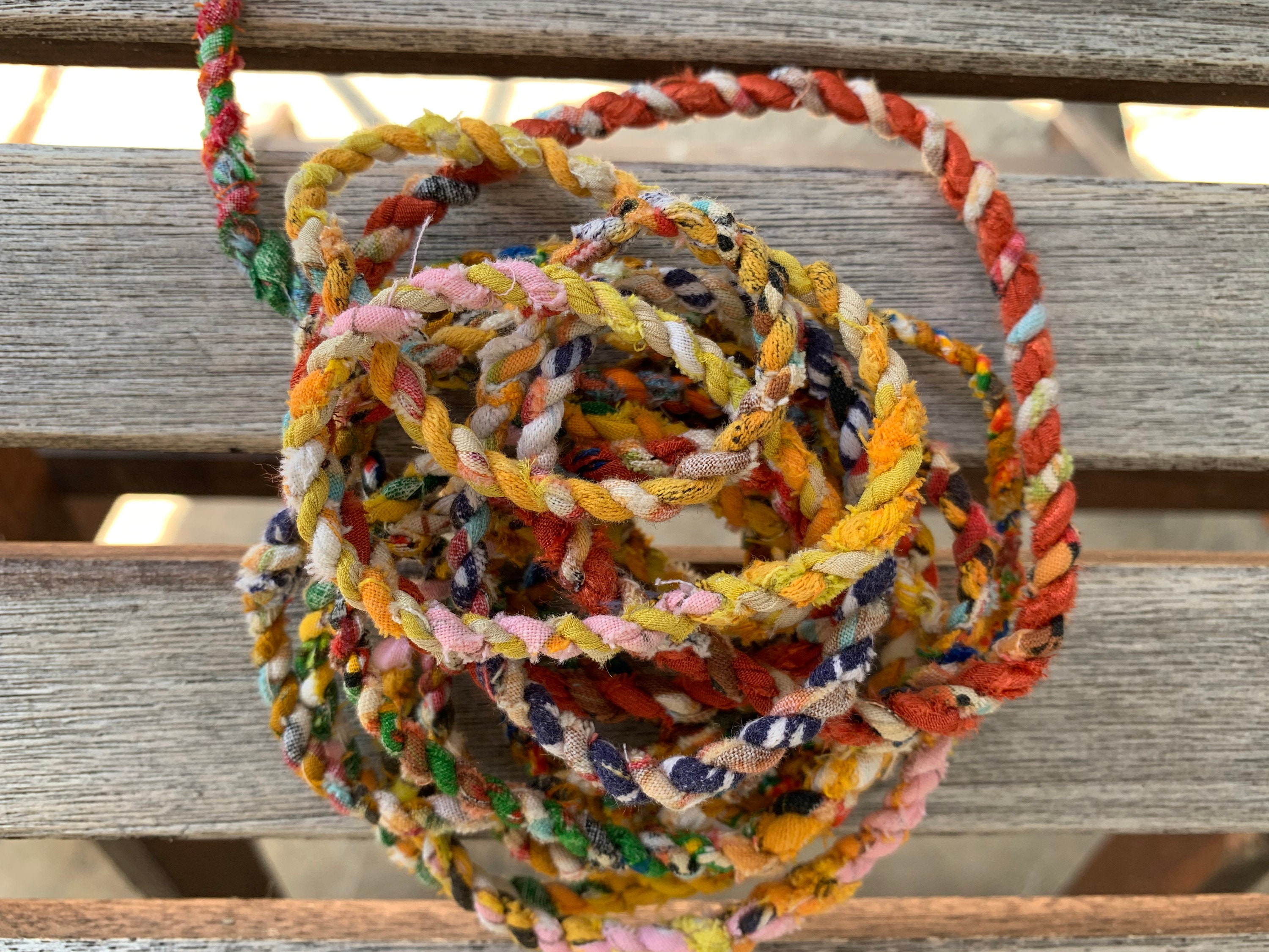 ORANGE Upcycled Fabric Rag Rope by the Yard, Scrap Fabric Twine, Fabric ...