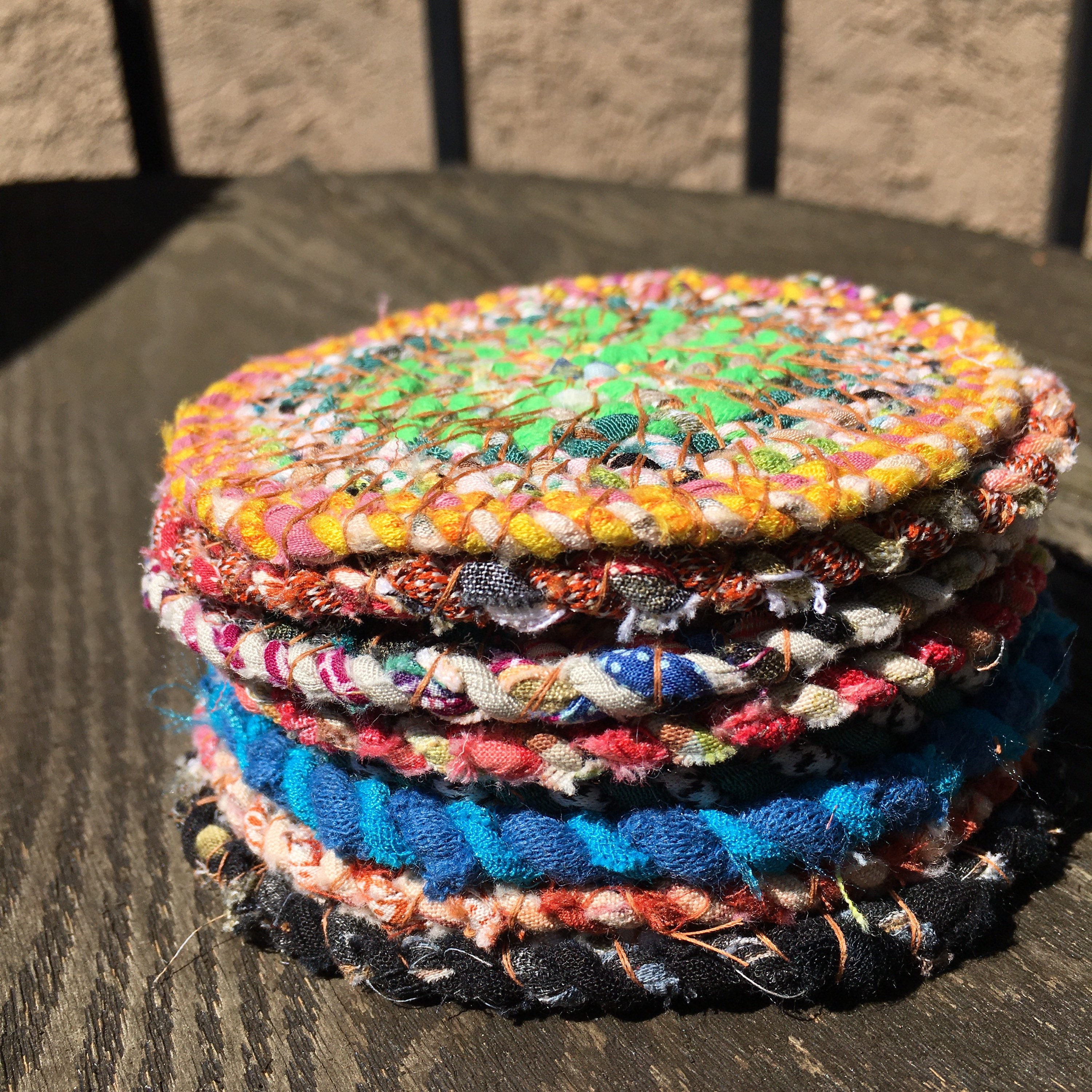 MYSTERY COLOR -rag Rope Fabric Coaster, Hanging Art, Round Boho Coaster ...
