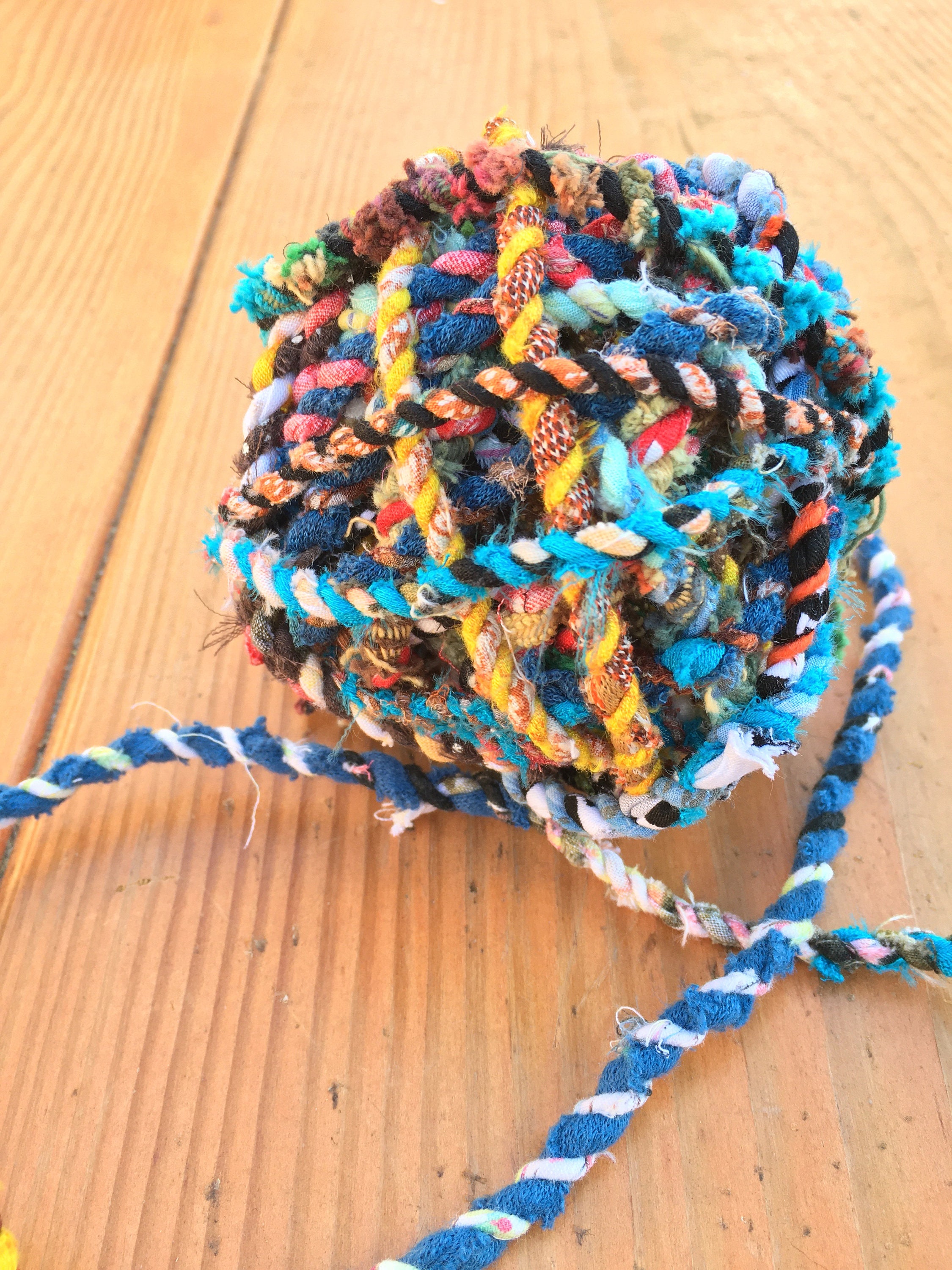 Upcycled Fabric Rag Rope by the Yard, Scrap Fabric Twine, Fabric Cord ...