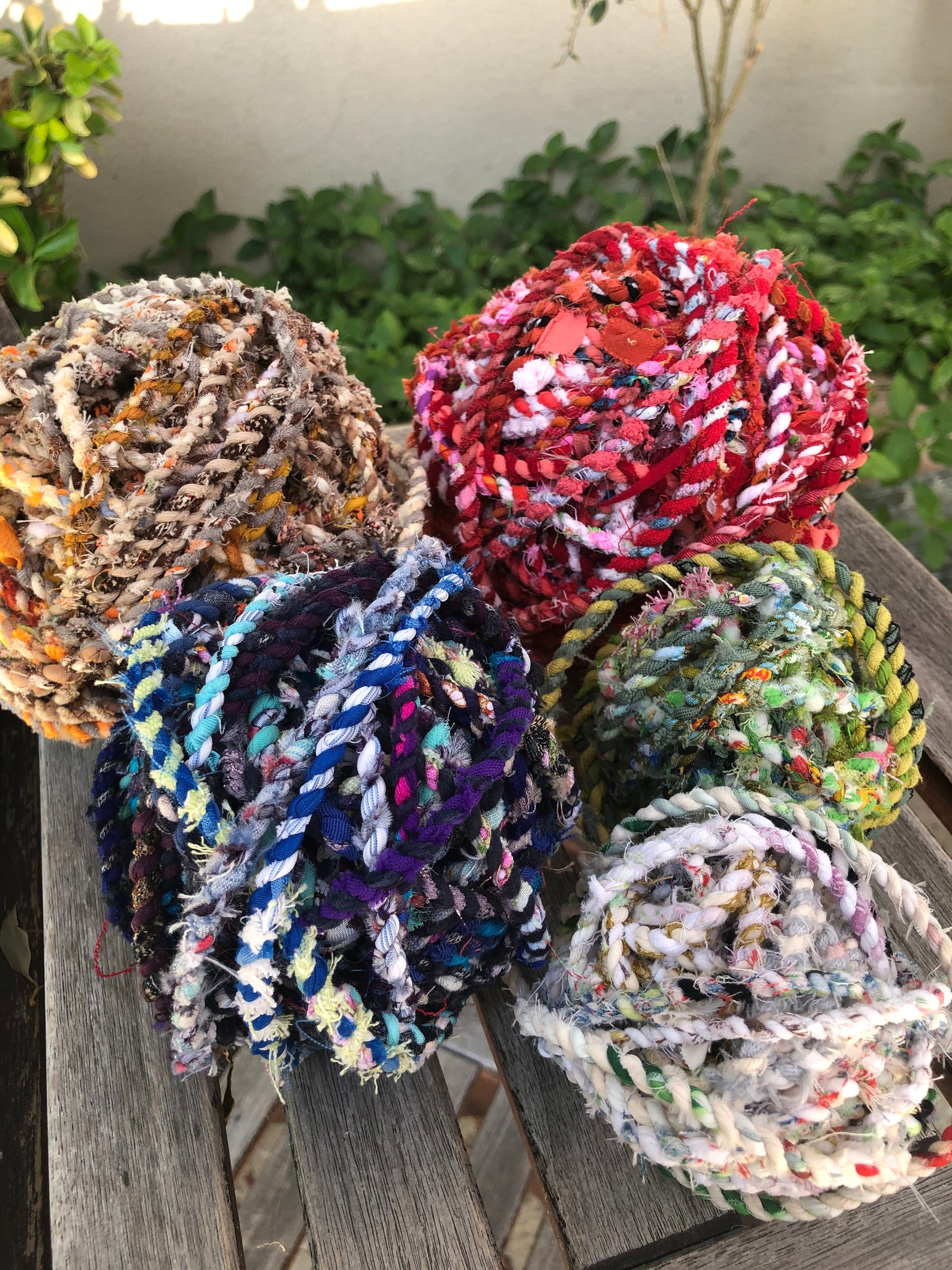 RED Upcycled Fabric Rag Rope by the Yard, Scrap Fabric Twine, Fabric ...