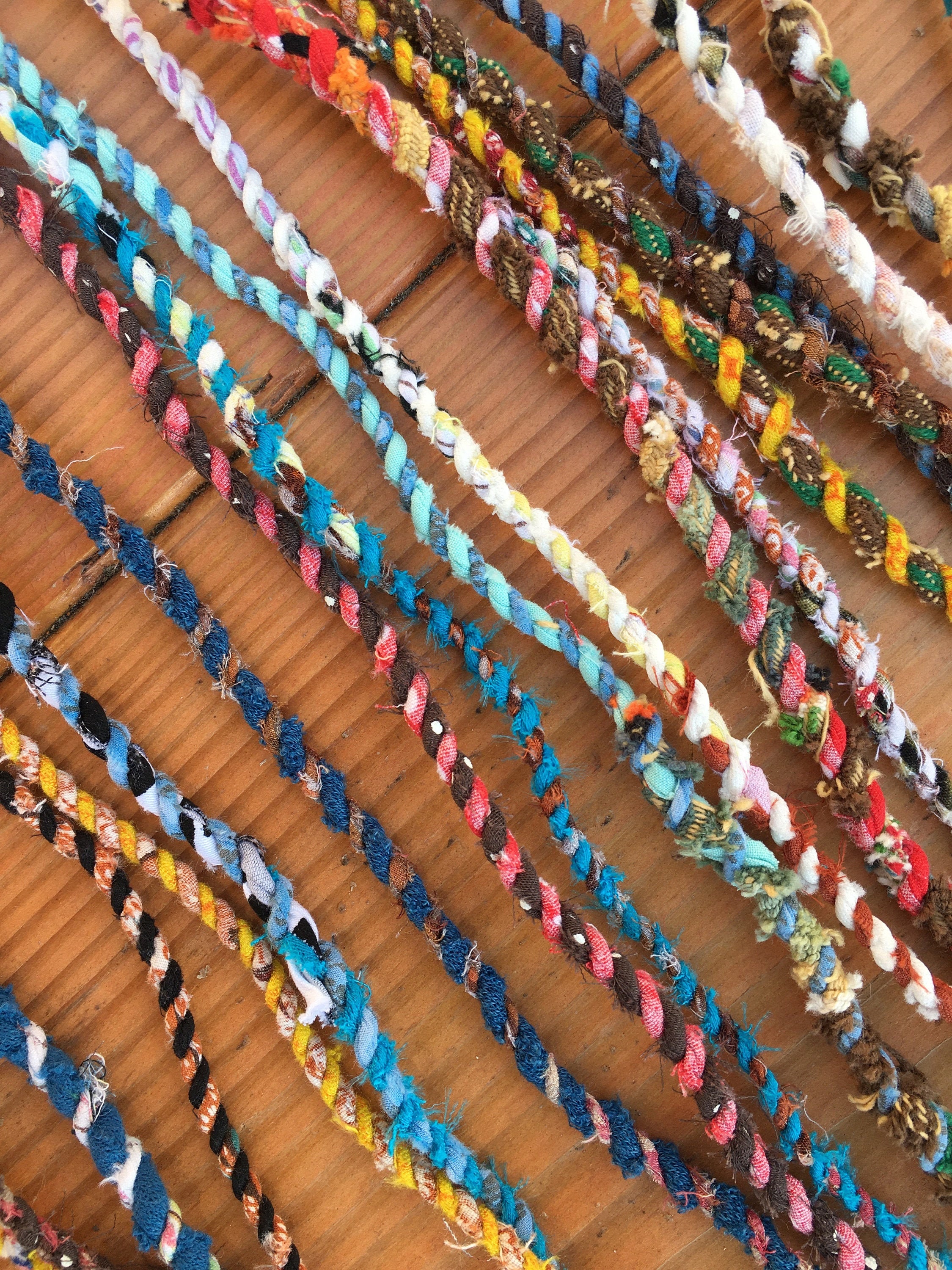 Upcycled Fabric Rag Rope, Scrap Fabric Twine, Fabric Cord, Repurposed ...