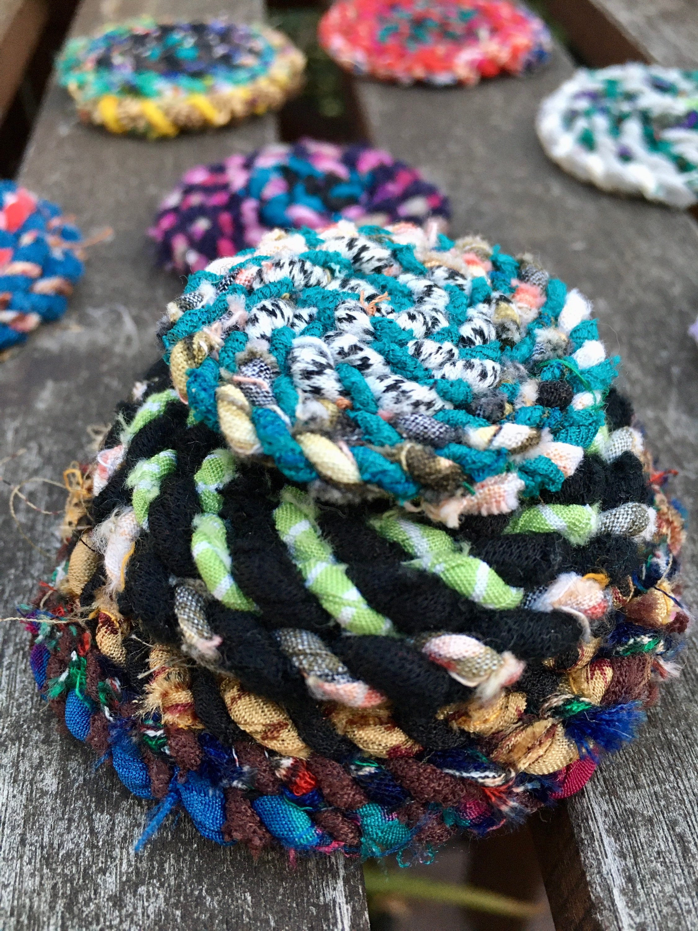 Mini Rag Rope Mandalas, Set of 3 - Good Luck Charms, Hand Twisted Art ...