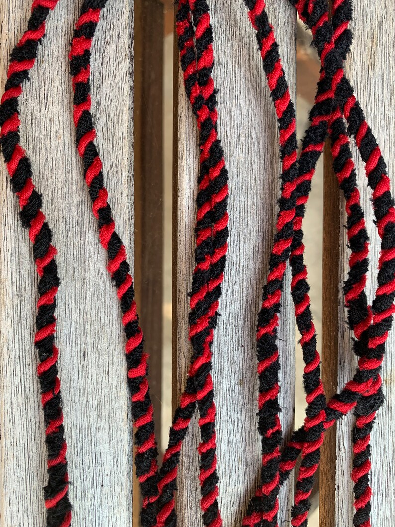 Black and Red Fabric Rag Rope, Upcycled Cord, Repurposed Fabric String ...