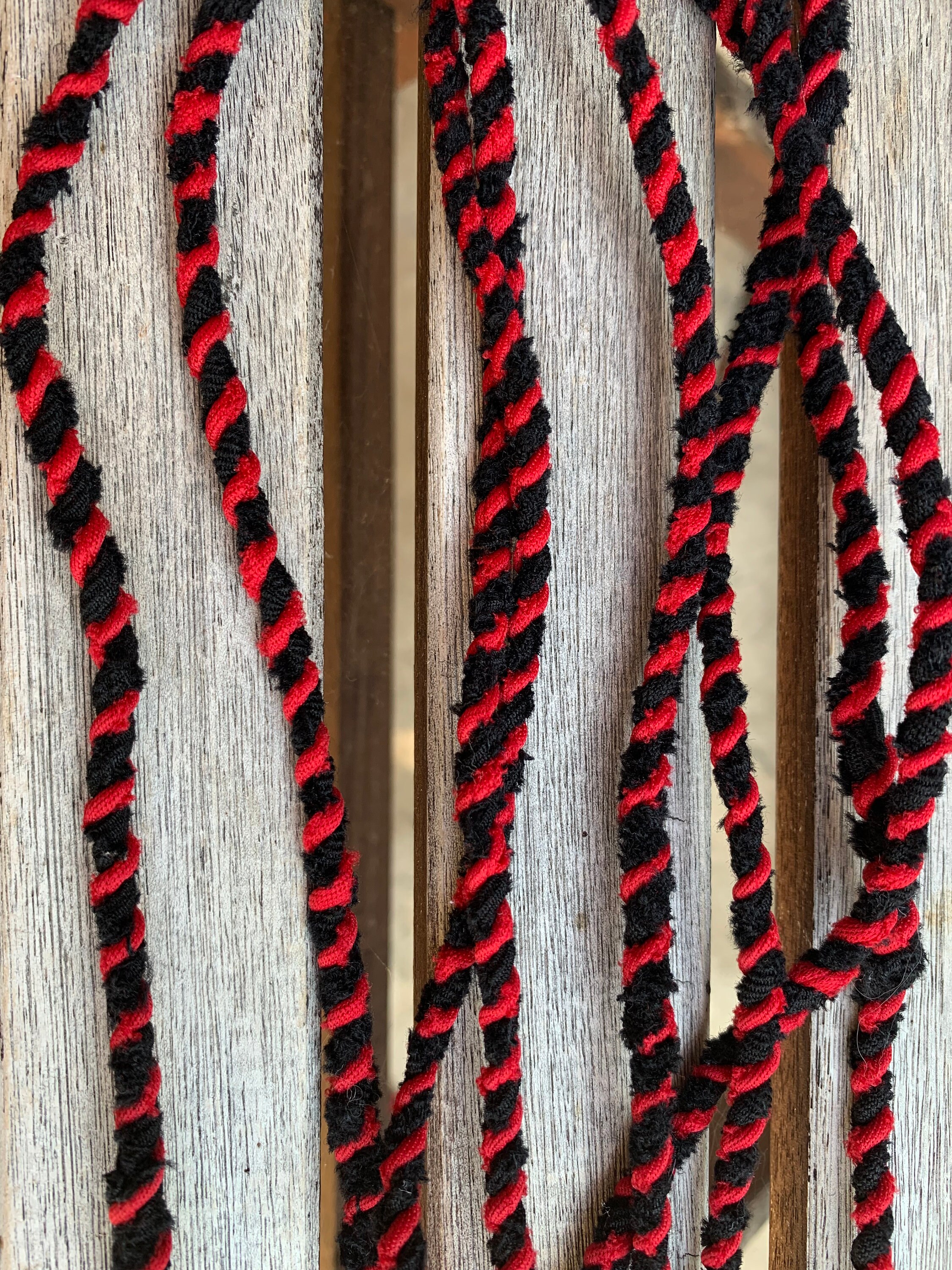 Black and Red Fabric Rag Rope, Upcycled Cord, Repurposed Fabric String ...