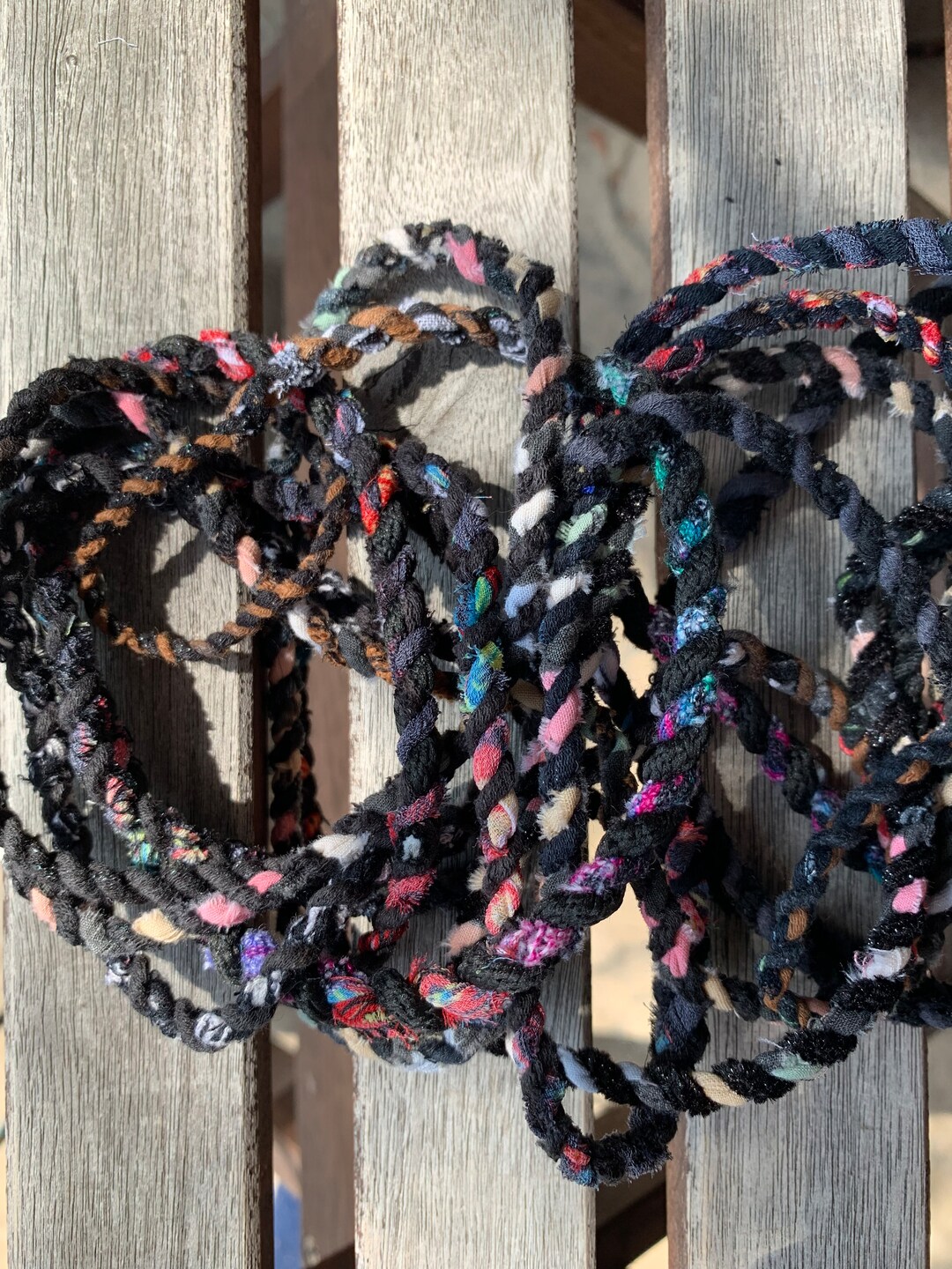 BLACK Upcycled Fabric Rag Rope, Scrap Fabric Twine, Fabric Cord ...