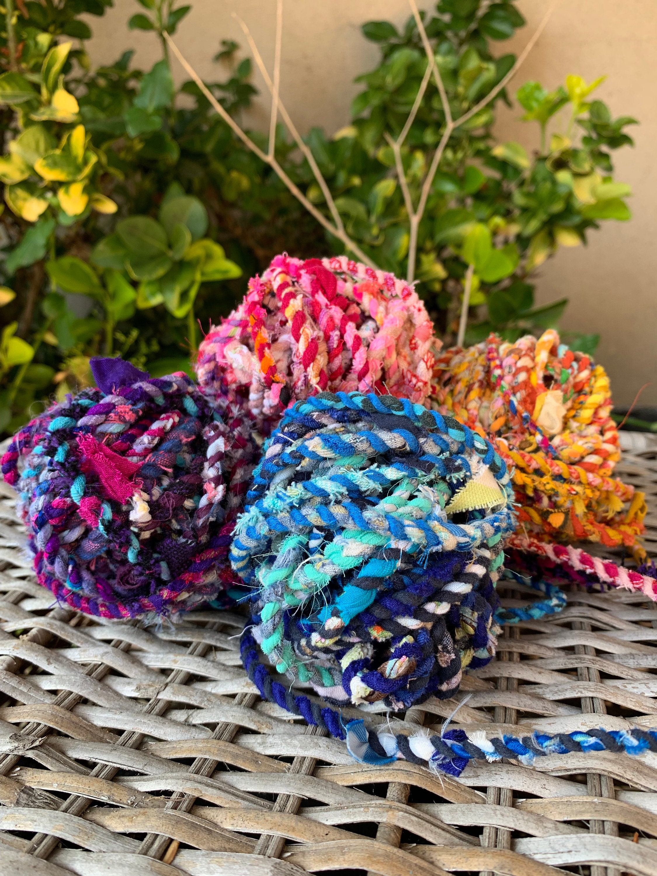 ORANGE Upcycled Fabric Rag Rope by the Yard, Scrap Fabric Twine, Fabric ...