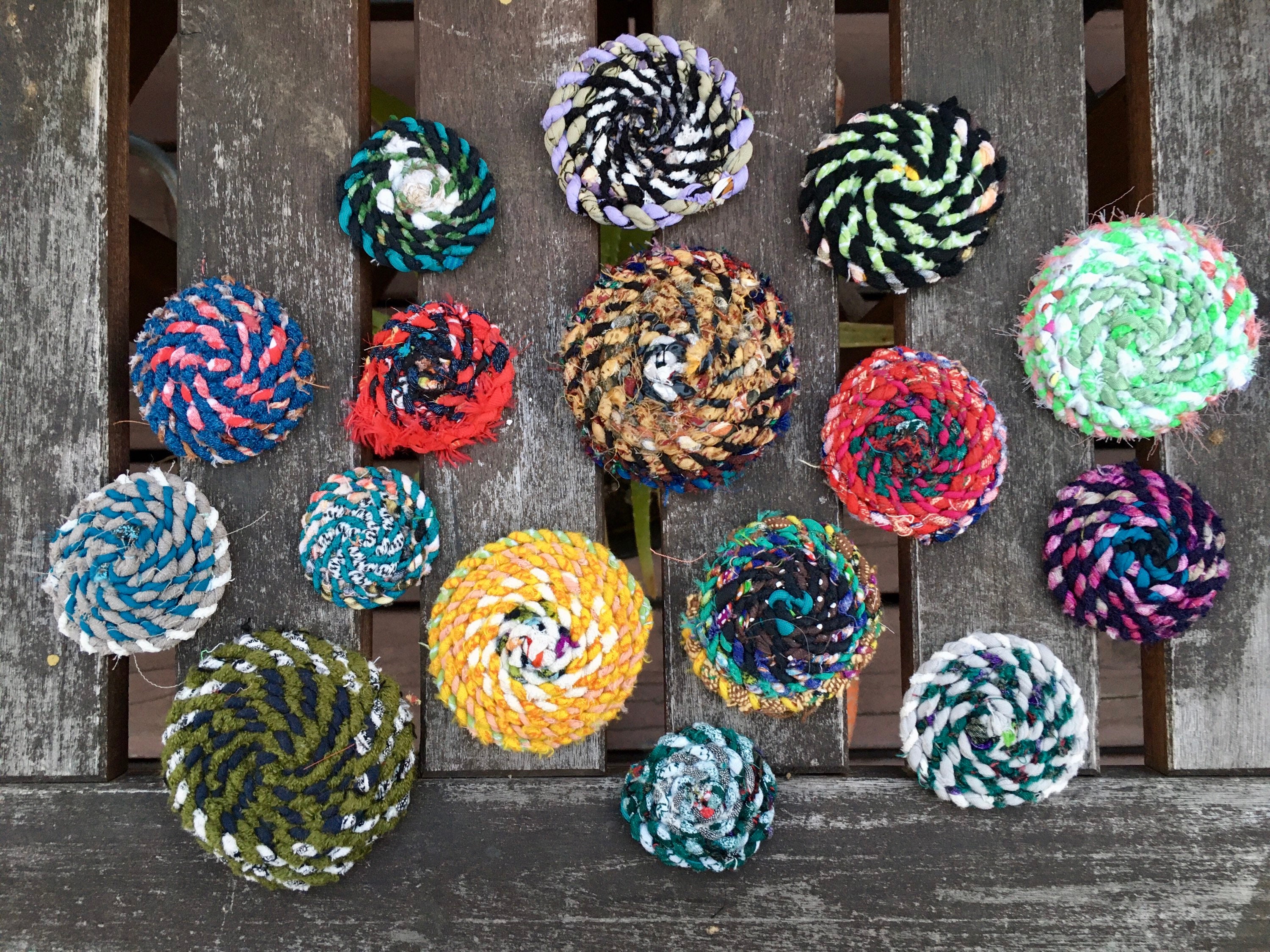 Mini Rag Rope Mandalas, Set of 3 - Good Luck Charms, Hand Twisted Art ...